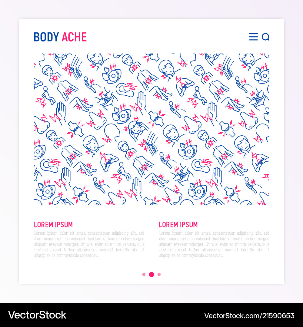 Body aches concept with thin line icons Royalty Free Vector