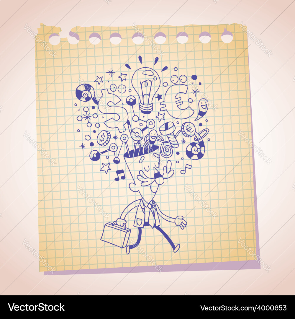 Business idea concept note paper cartoon sketch Vector Image