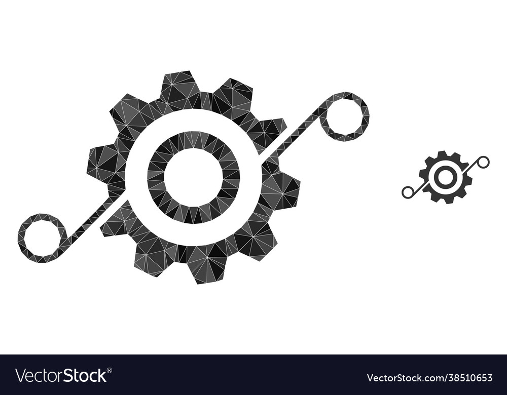 Cog solution triangle lowpoly flat icon Royalty Free Vector