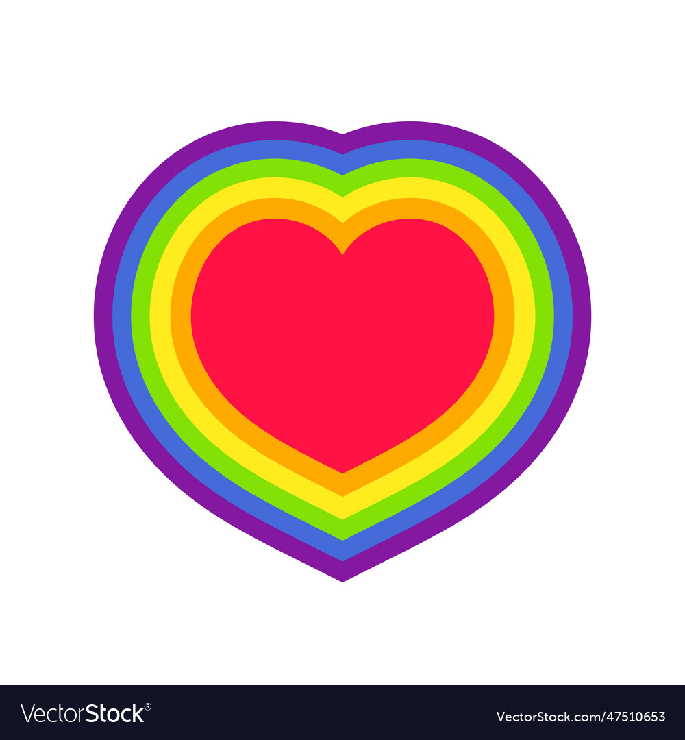 Colorful Rainbow Heart Of Lgbtq Pride Flag Colors Vector Image