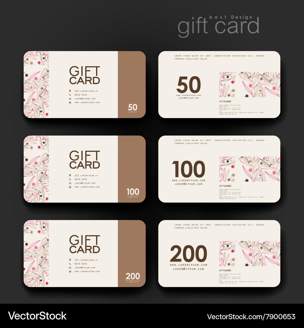 Gift coupon discount card template with floral Vector Image