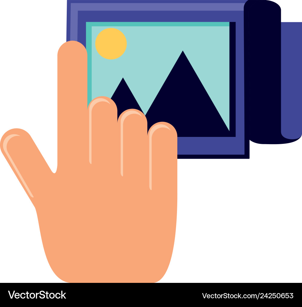 Hand with picture file isolated icon Royalty Free Vector