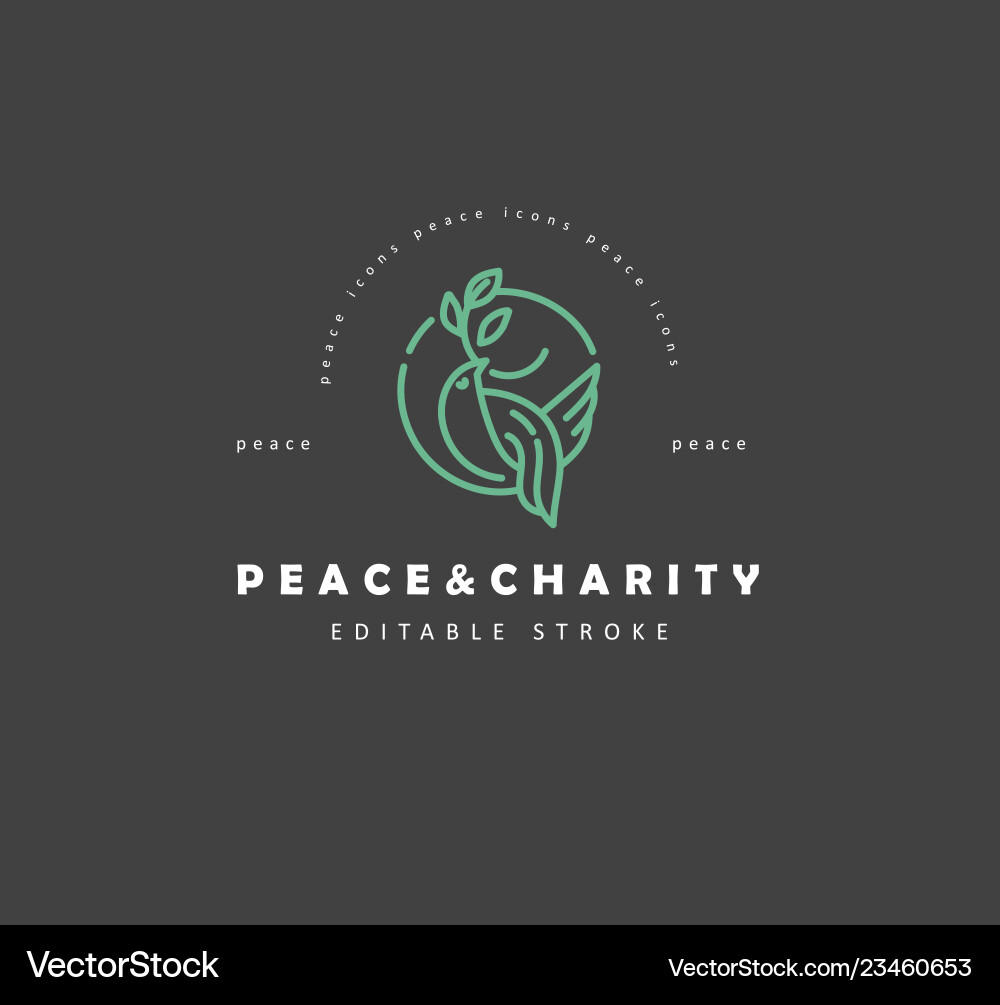 Icon and logo peace charity editable Royalty Free Vector