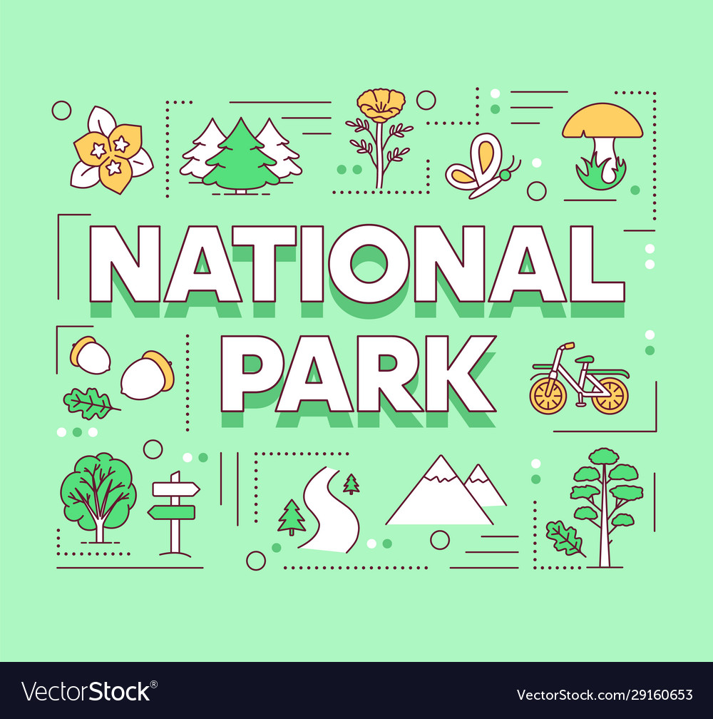 National park word concepts banner forest reserve Vector Image