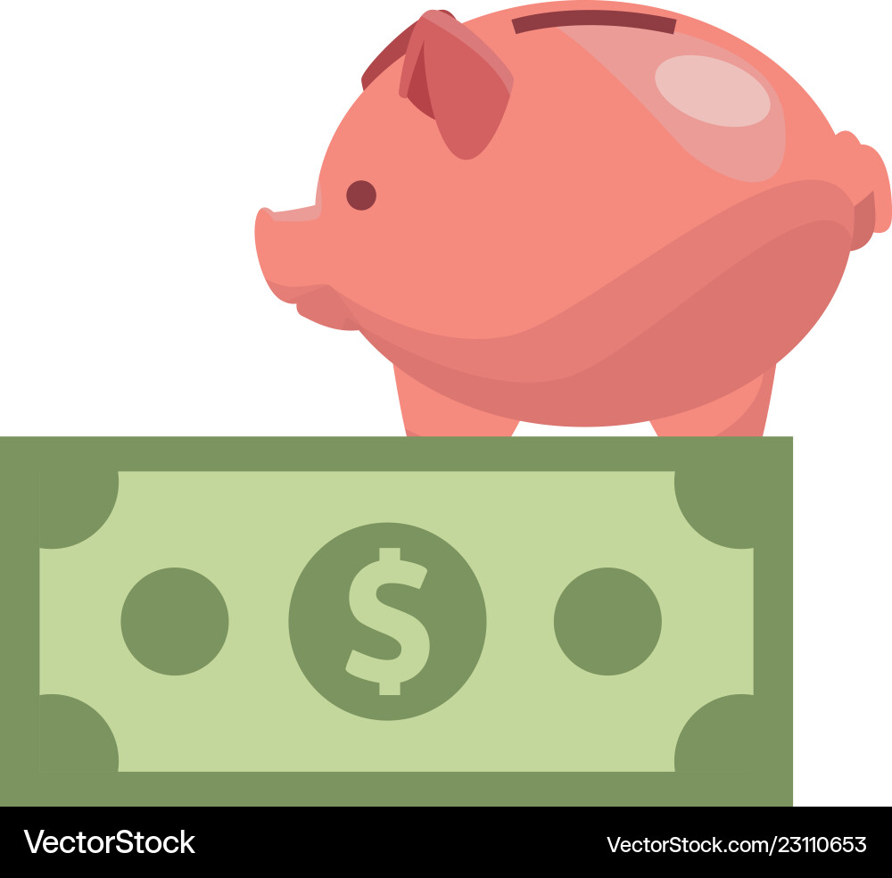 Piggy and money Royalty Free Vector Image - VectorStock