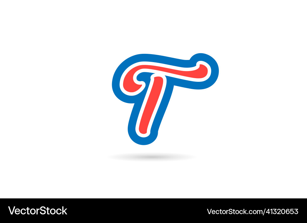 Red blue handwritten t alphabet letter logo Vector Image