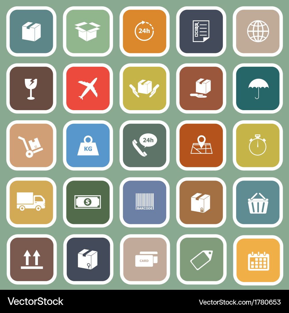 Shipping flat icons on green background Royalty Free Vector