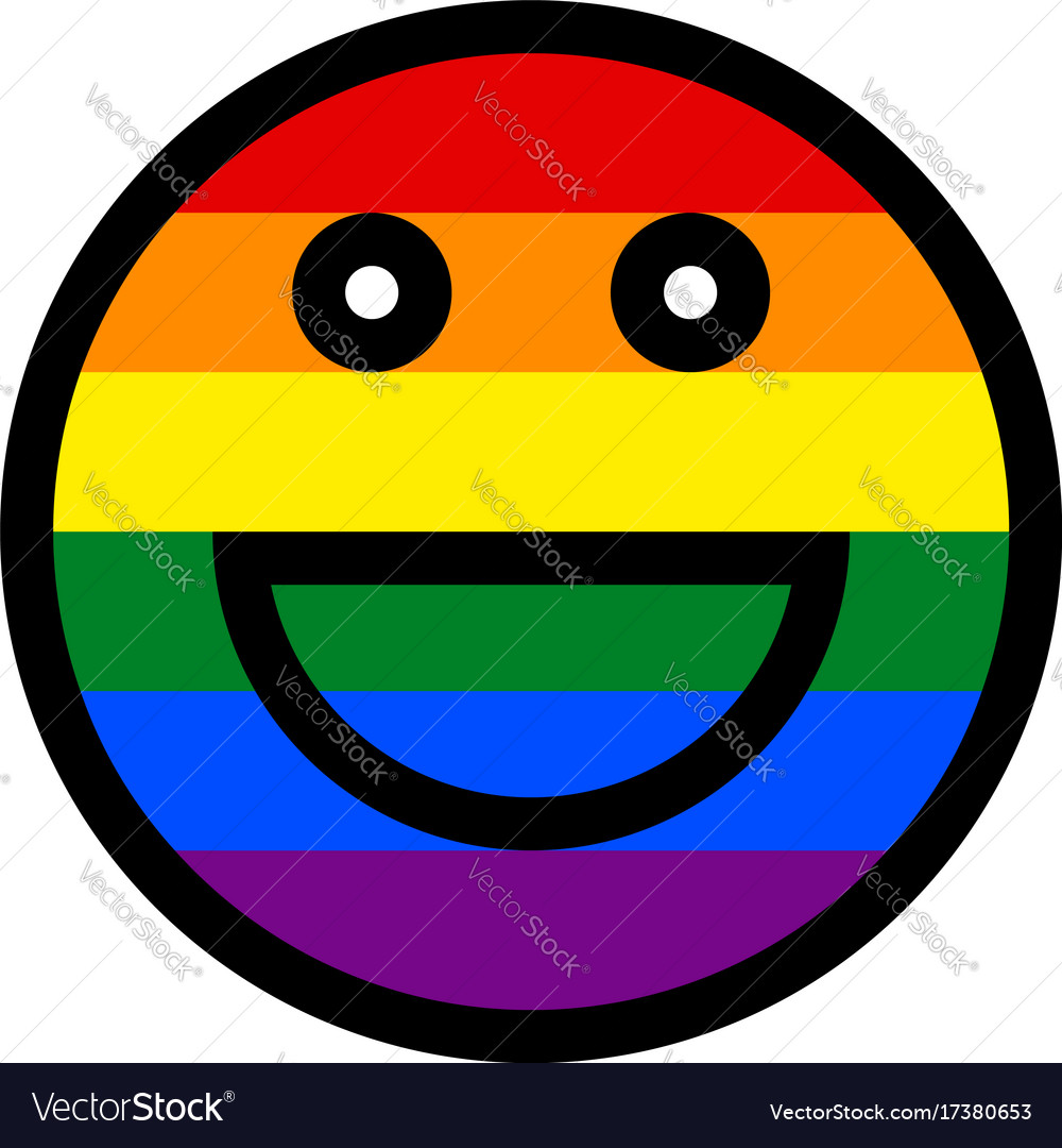 Smiling Face Smiley Icon Lgbt Rainbow Flag Vector Image