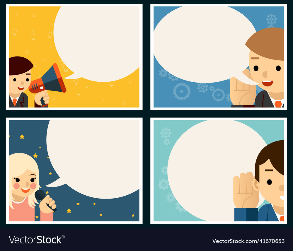 Speaking and listening poster concept set Vector Image