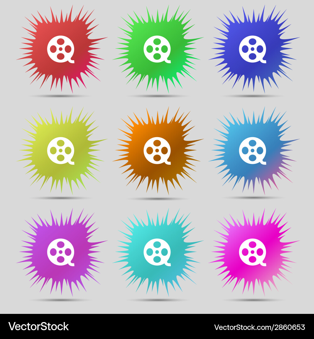 Video sign icon frame symbol set colourful buttons