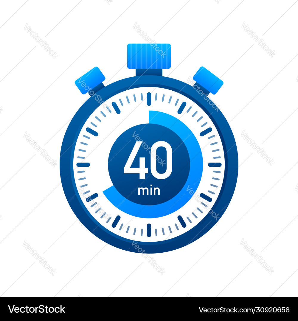 40 minutes stopwatch icon Royalty Free Vector Image