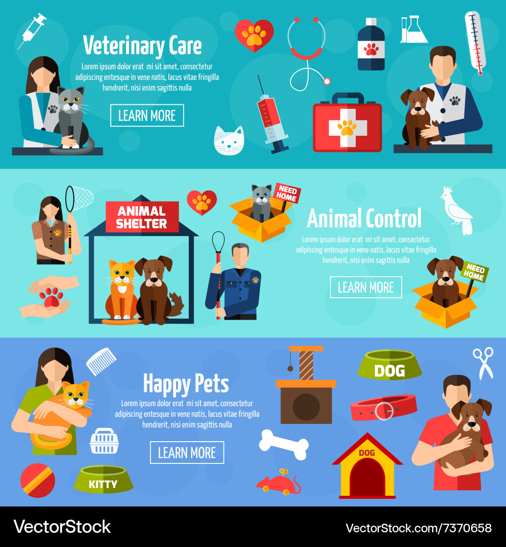 Animal shelter banner set Royalty Free Vector Image
