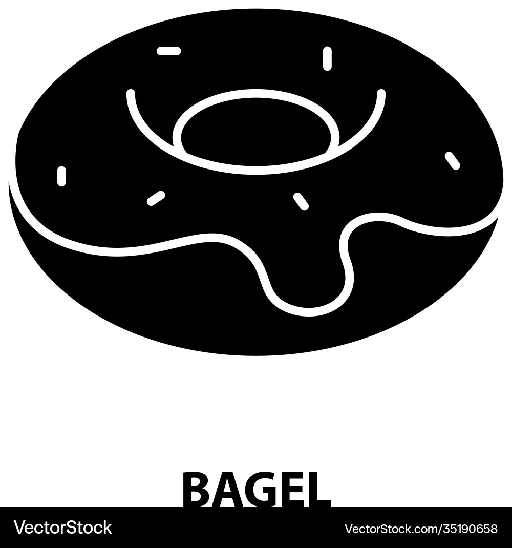Bagel icon black sign with editable Royalty Free Vector