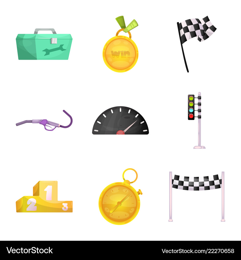Car and rally icon set Royalty Free Vector Image