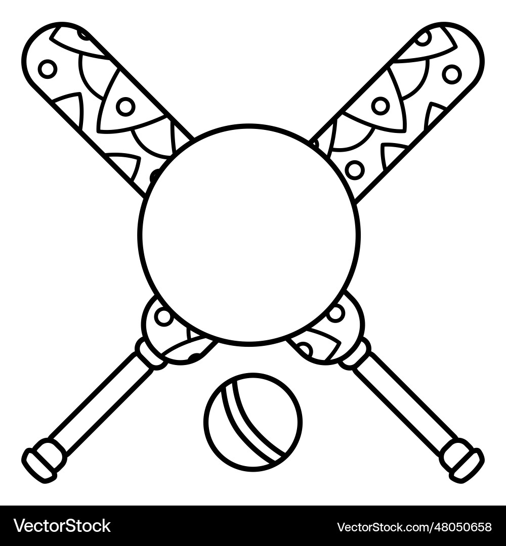 Cricket sport mandala label Royalty Free Vector Image
