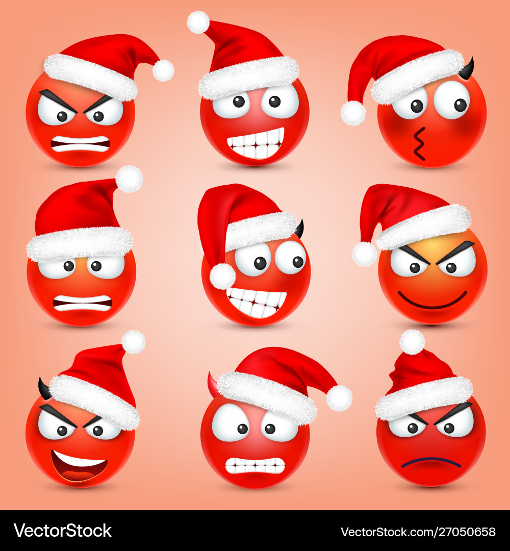 Emoticon set red face with emotions Royalty Free Vector