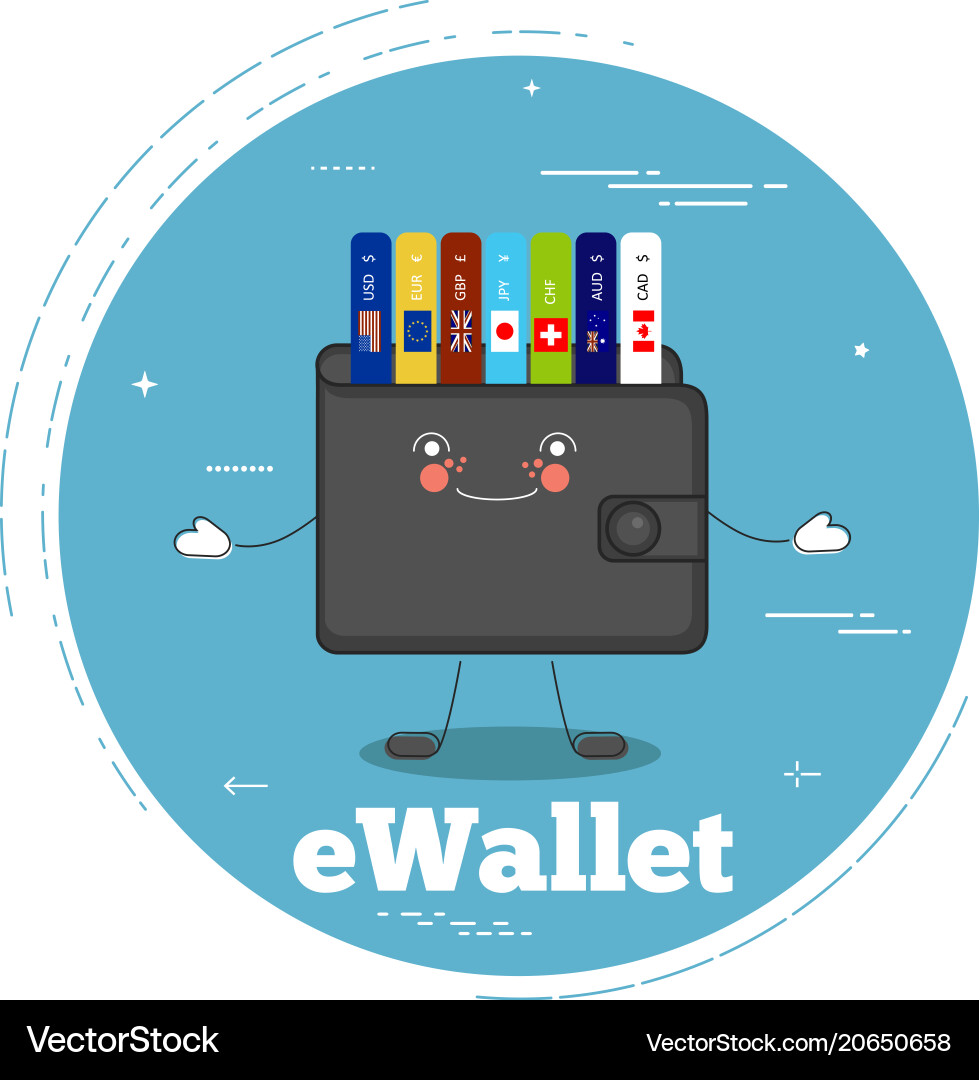 Ewallet concept in line art style Royalty Free Vector Image
