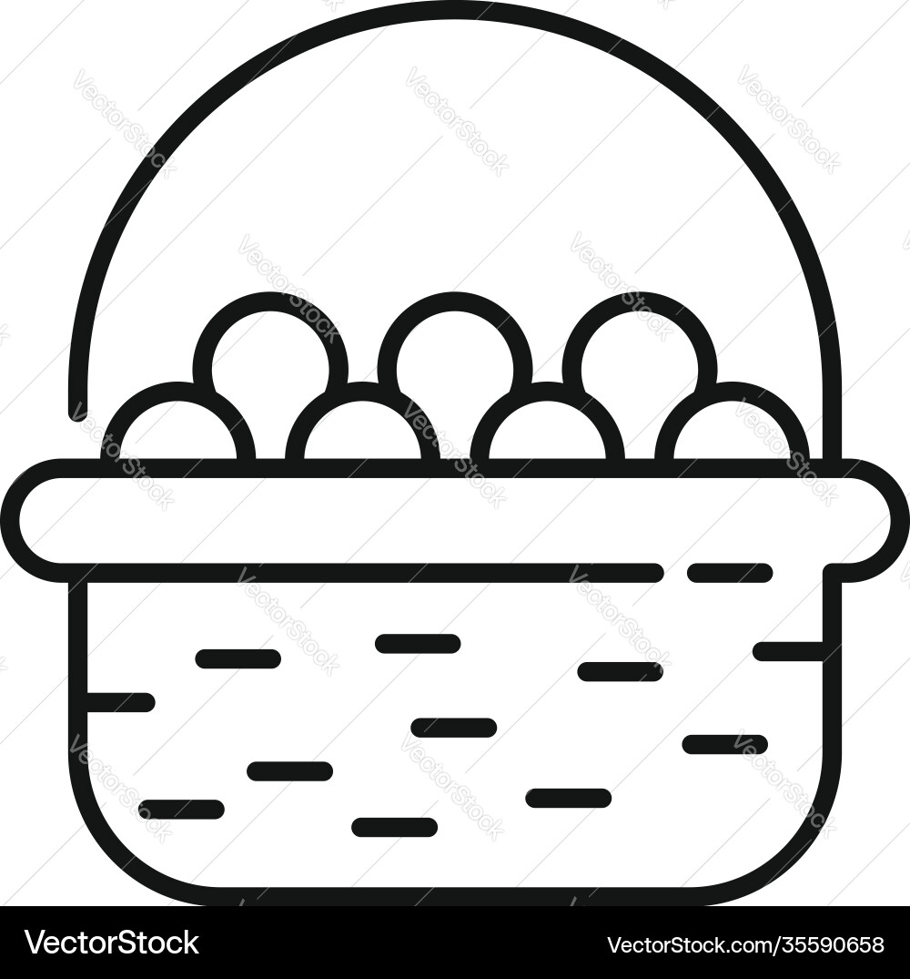 Farm eggs basket icon outline style Royalty Free Vector