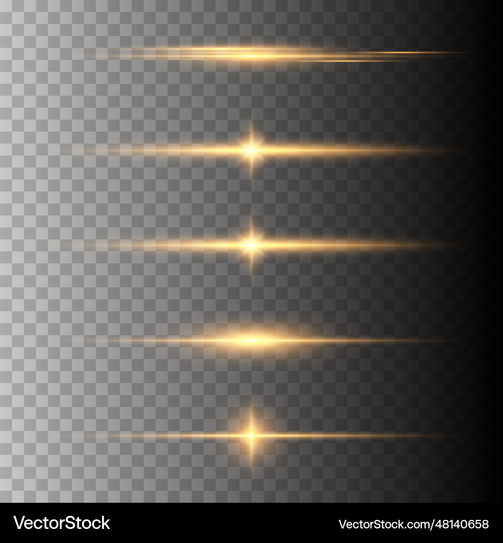 Gold color shining star collection Royalty Free Vector Image