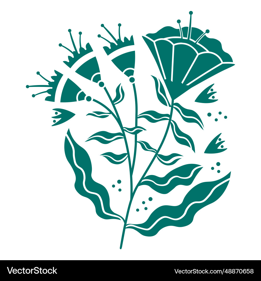 Green flowers design cut out Royalty Free Vector Image