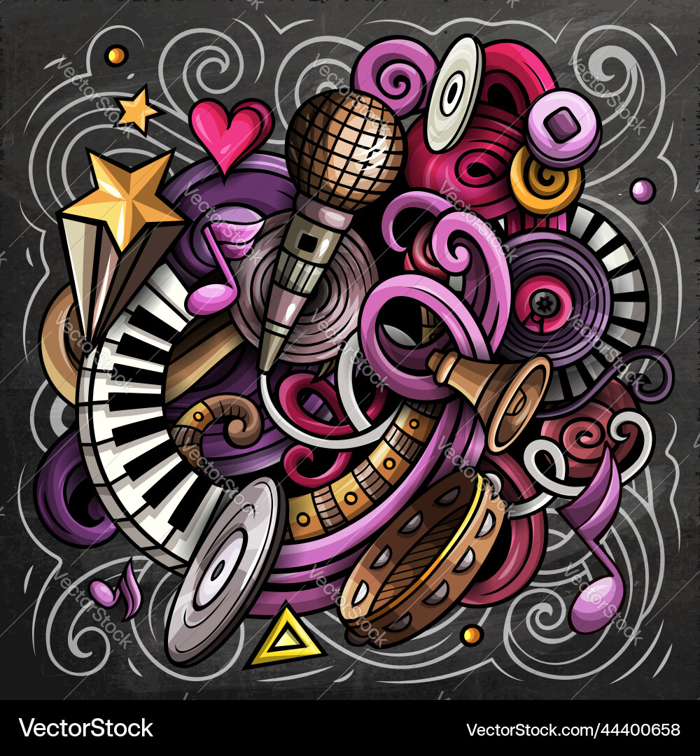 Music hand drawn doodles Royalty Free Vector Image