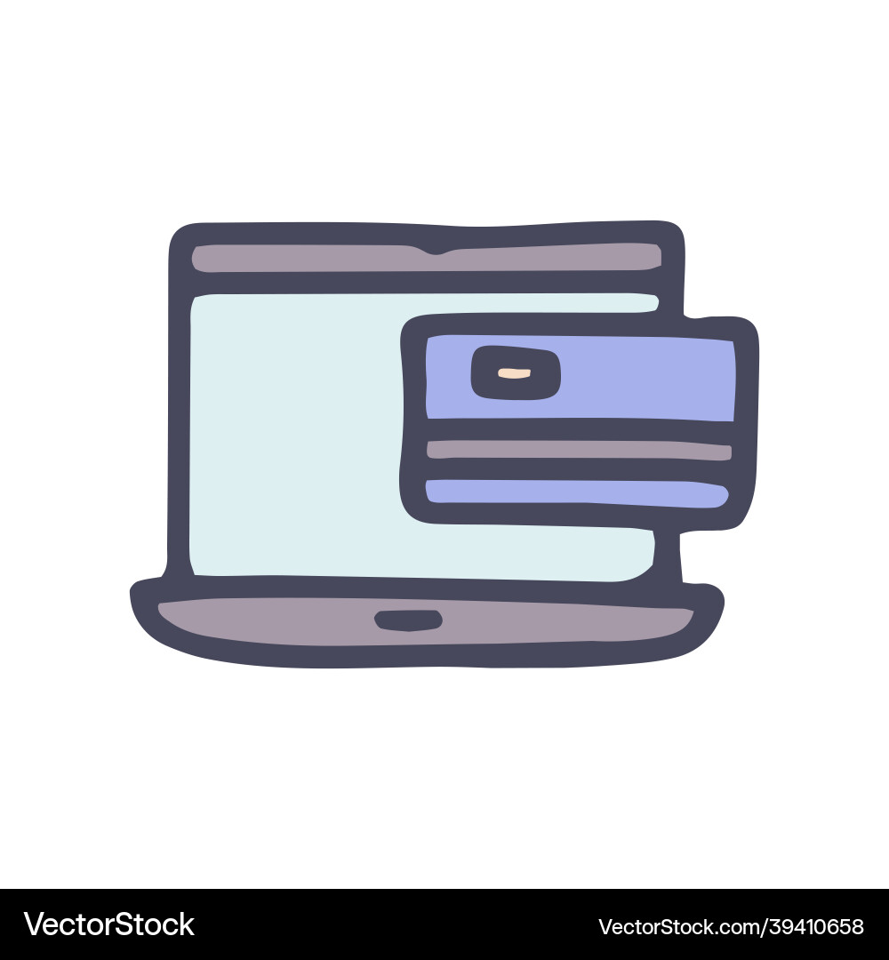 Online payment color doodle simple icon Royalty Free Vector