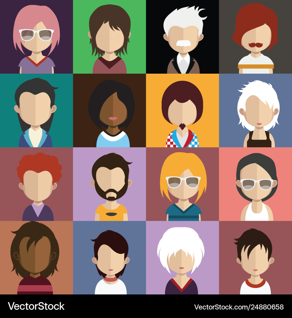 People avatars with colorful backgrounds Vector Image