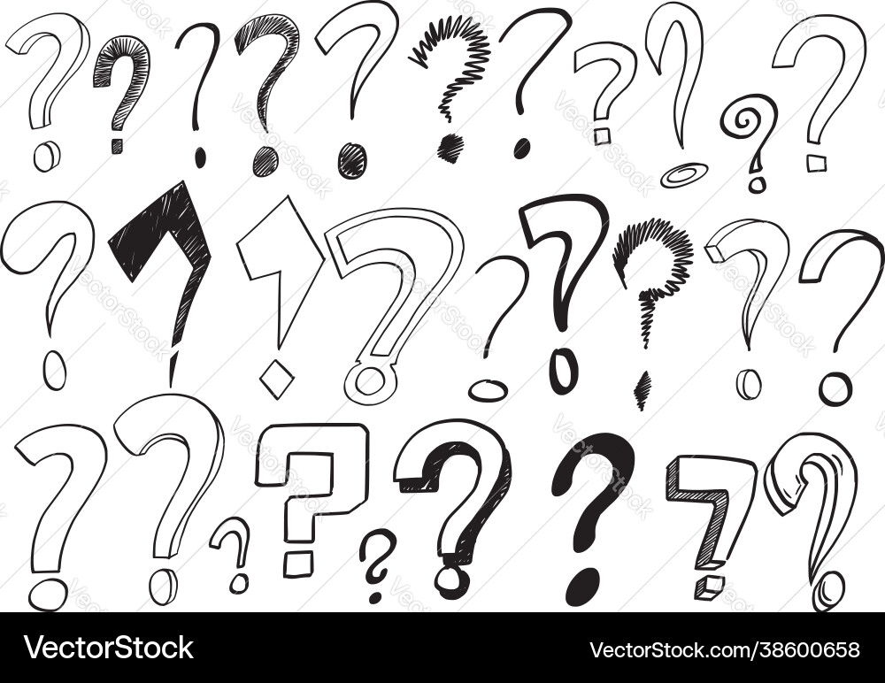 Question mark set sketchy cartoon hand drawing Vector Image