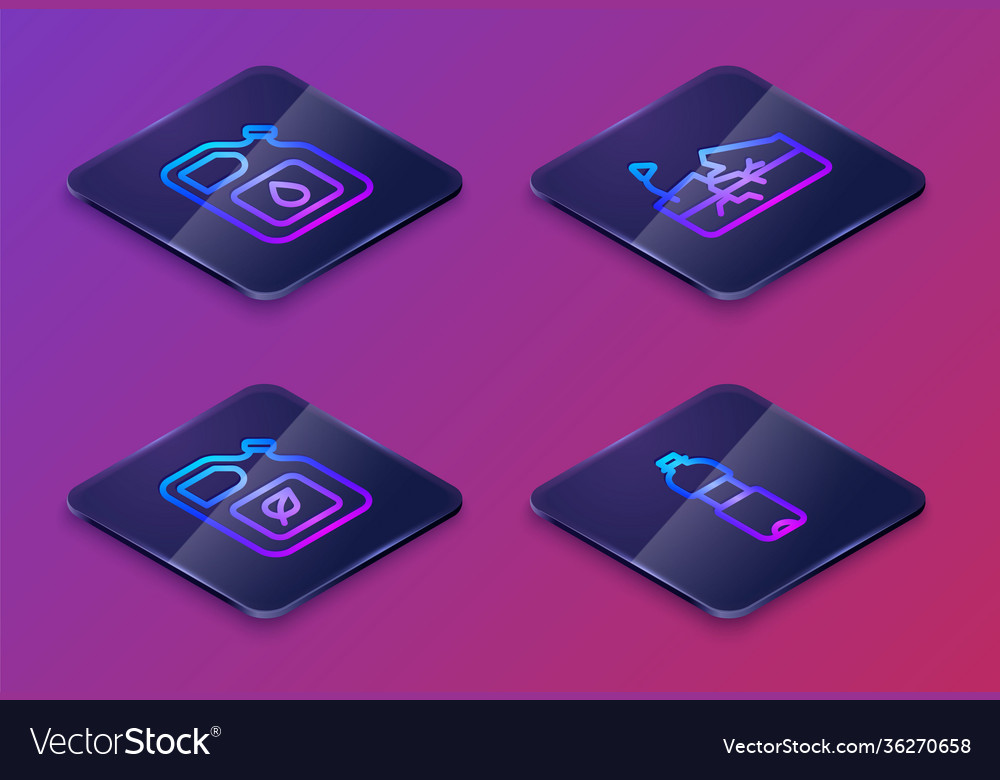 Set isometric line canister for gasoline bio fuel Vector Image Set isometric line canister for gasoline bio fuel Vector Image