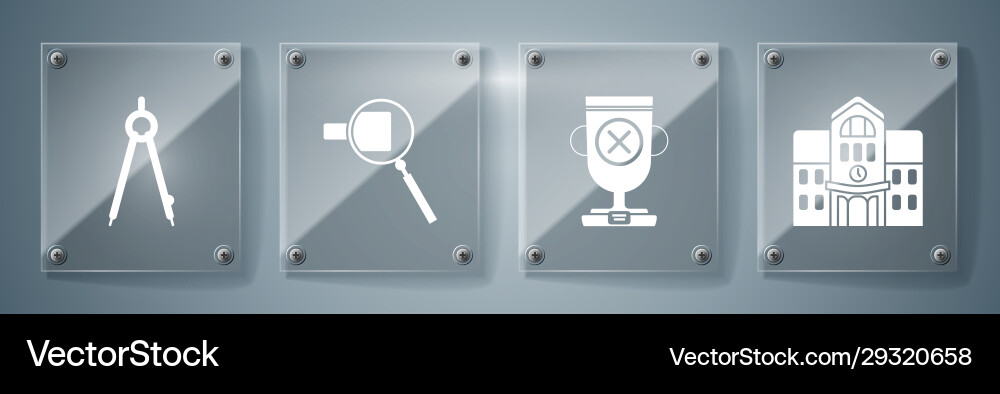 Set school building award cup magnifying glass Vector Image