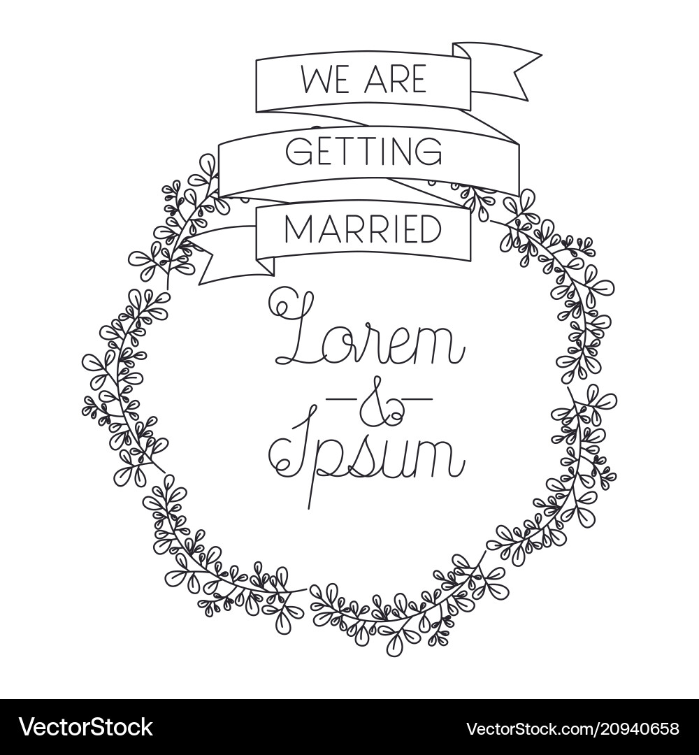 Wedding and married invitation with wreath Vector Image