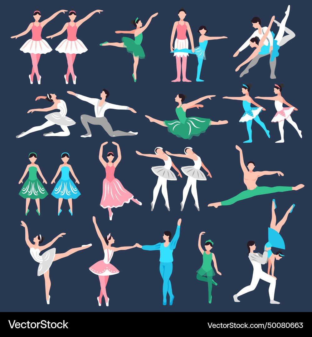Ballet dancers set Royalty Free Vector Image - VectorStock