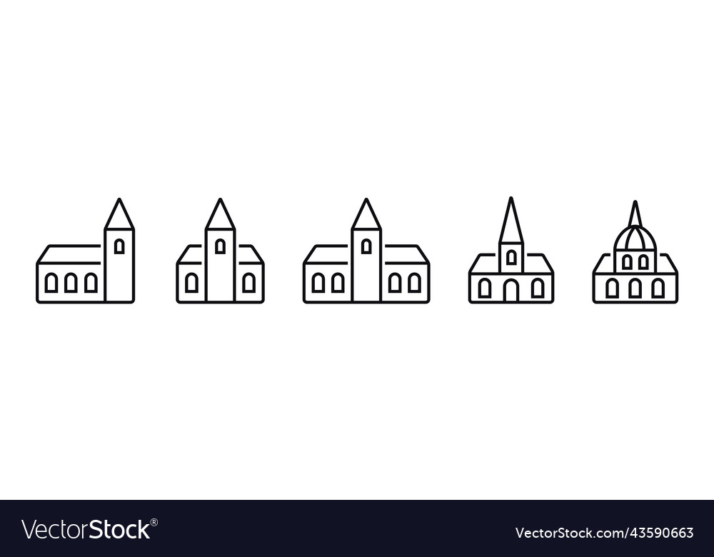 Church building line icon set Royalty Free Vector Image Church building line icon set Royalty Free Vector Image