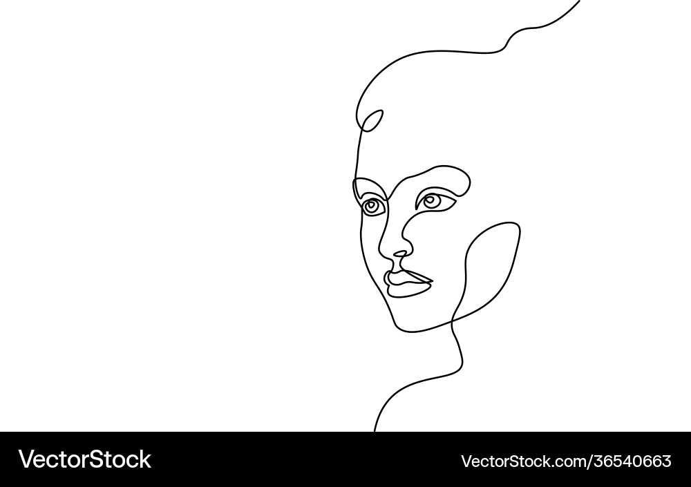 Continuous one single line art girl face concept Vector Image