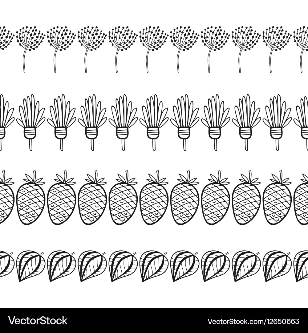 Decorative border strip flowers leaves Royalty Free Vector