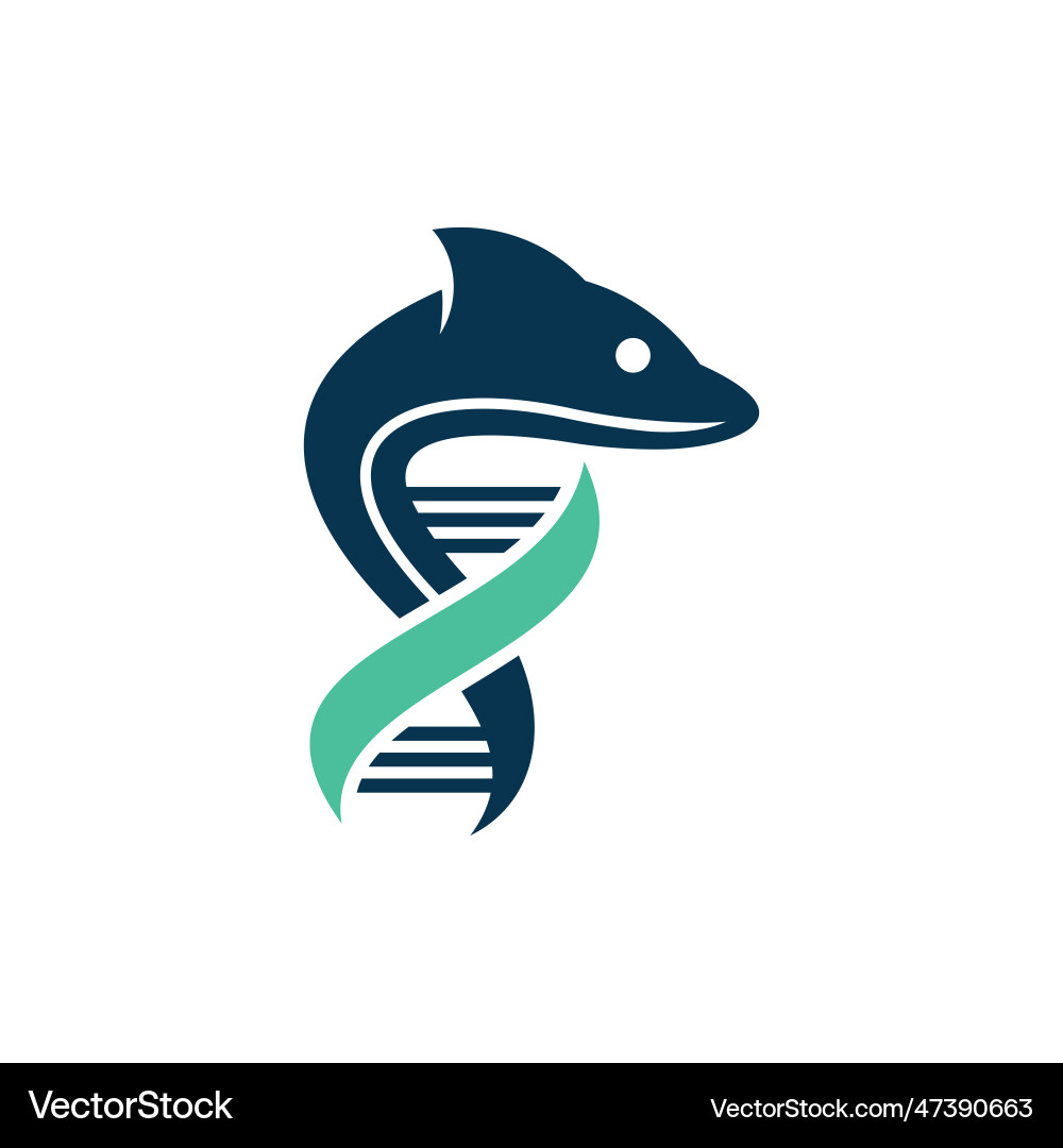 Dna symbol with dolphin fish logo logo design Vector Image