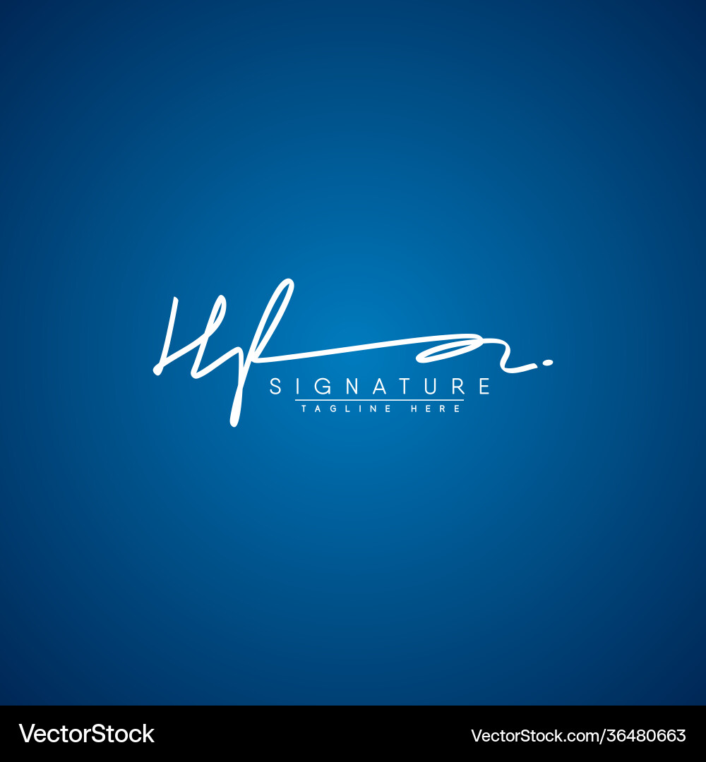 Hf signature logo - handwritten Royalty Free Vector Image