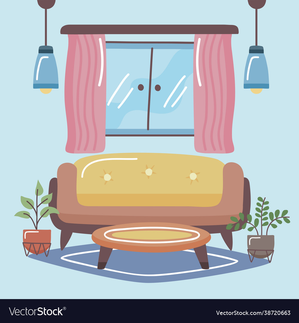 Home couch with table Royalty Free Vector Image