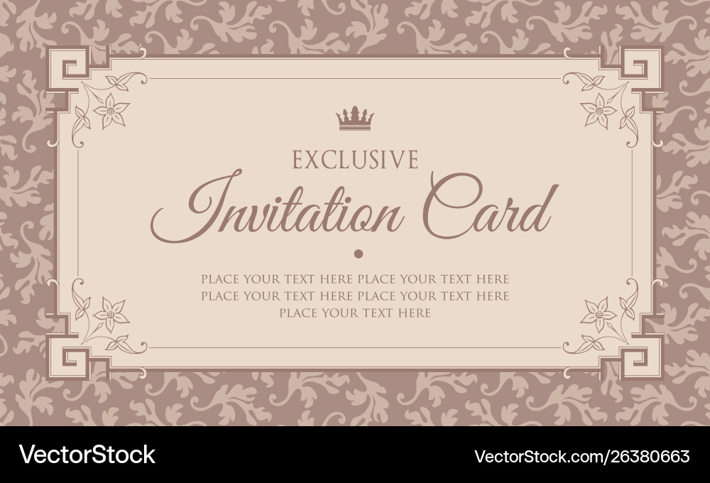 Invitation card design template in vintage style Vector Image