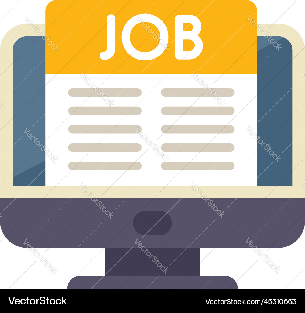 Job hire icon flat online search Royalty Free Vector Image