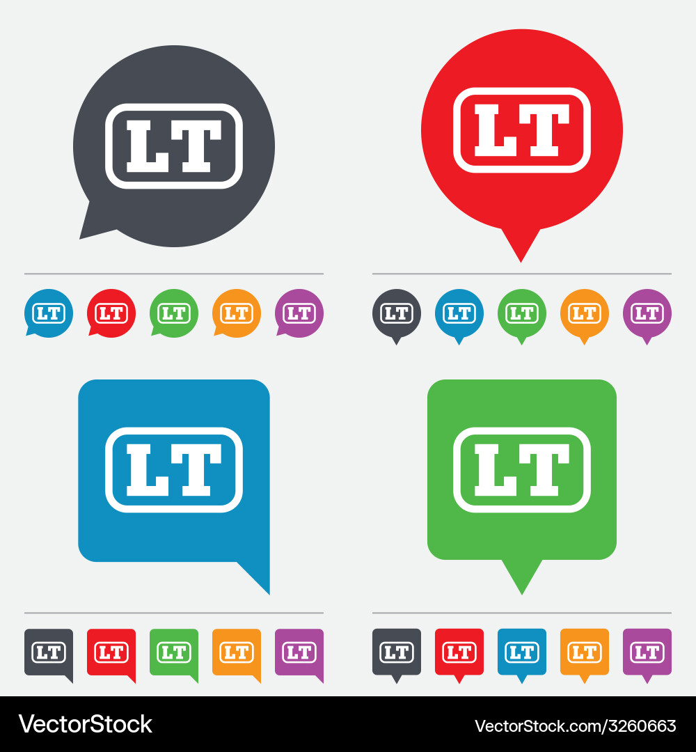 Lithuanian language sign icon lt translation Vector Image