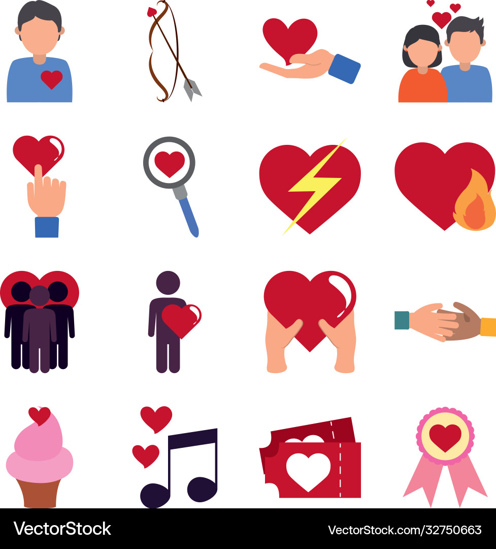 Love heart romantic passion feeling message flat Vector Image