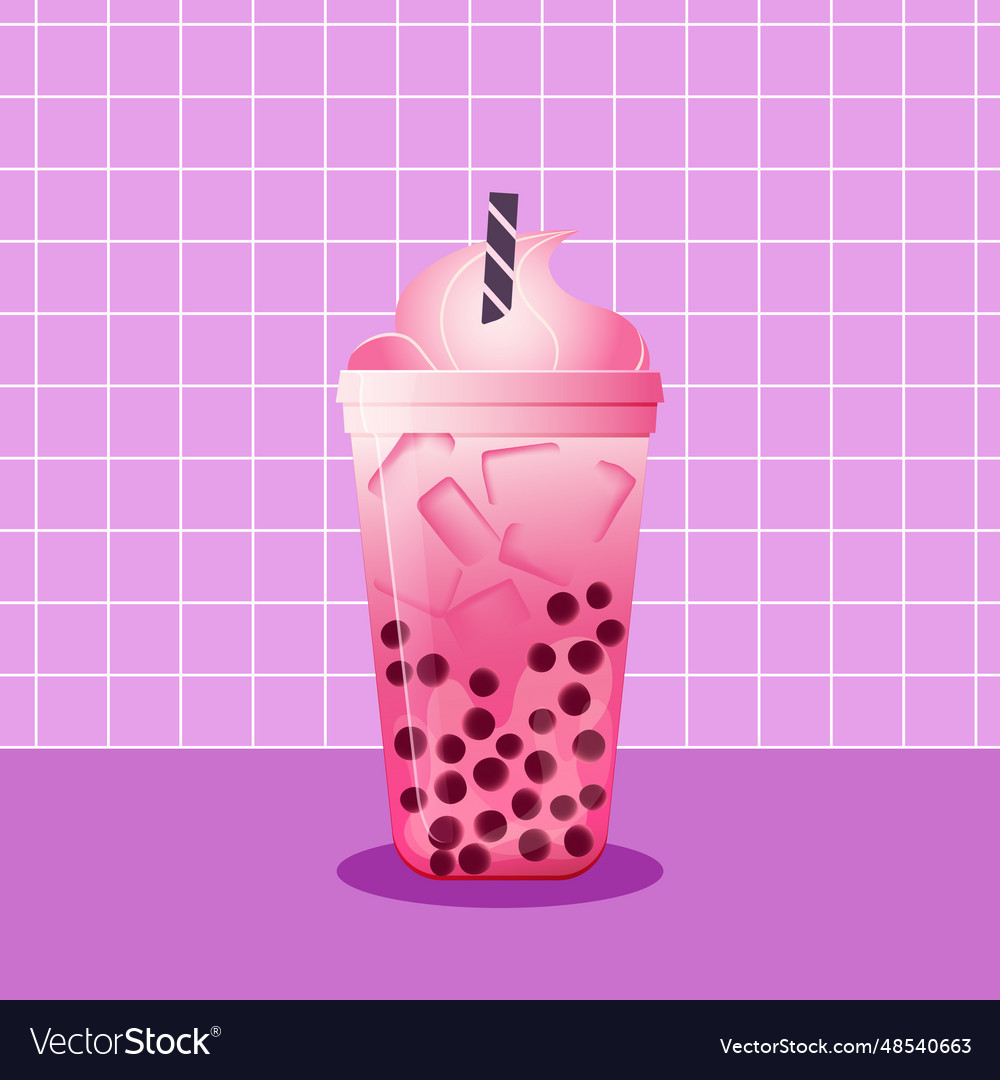 Pink bubble tea Royalty Free Vector Image - VectorStock