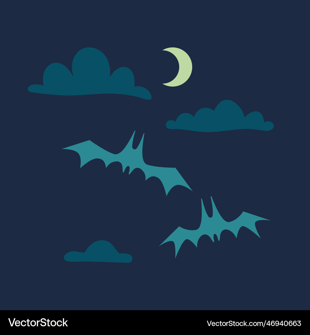 Spooky halloween background with bats and moon Vector Image