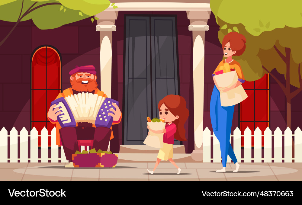 Street musicians cartoon Royalty Free Vector Image