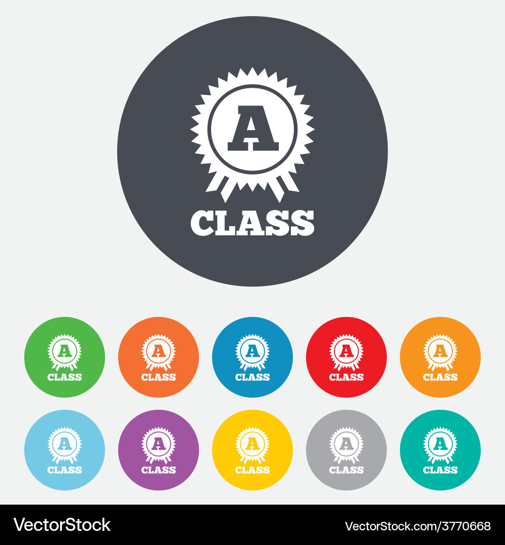 A-class award sign icon Premium level symbol Vector Image