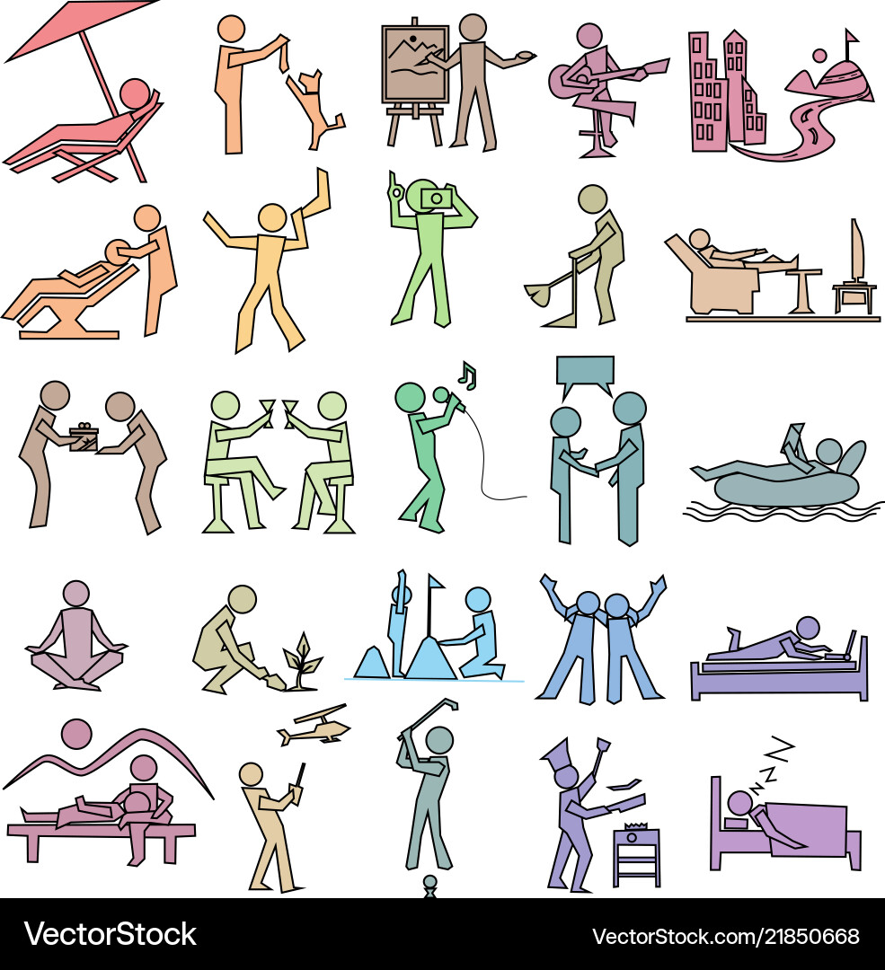 Activities icon leisure rest hobrelax and Vector Image