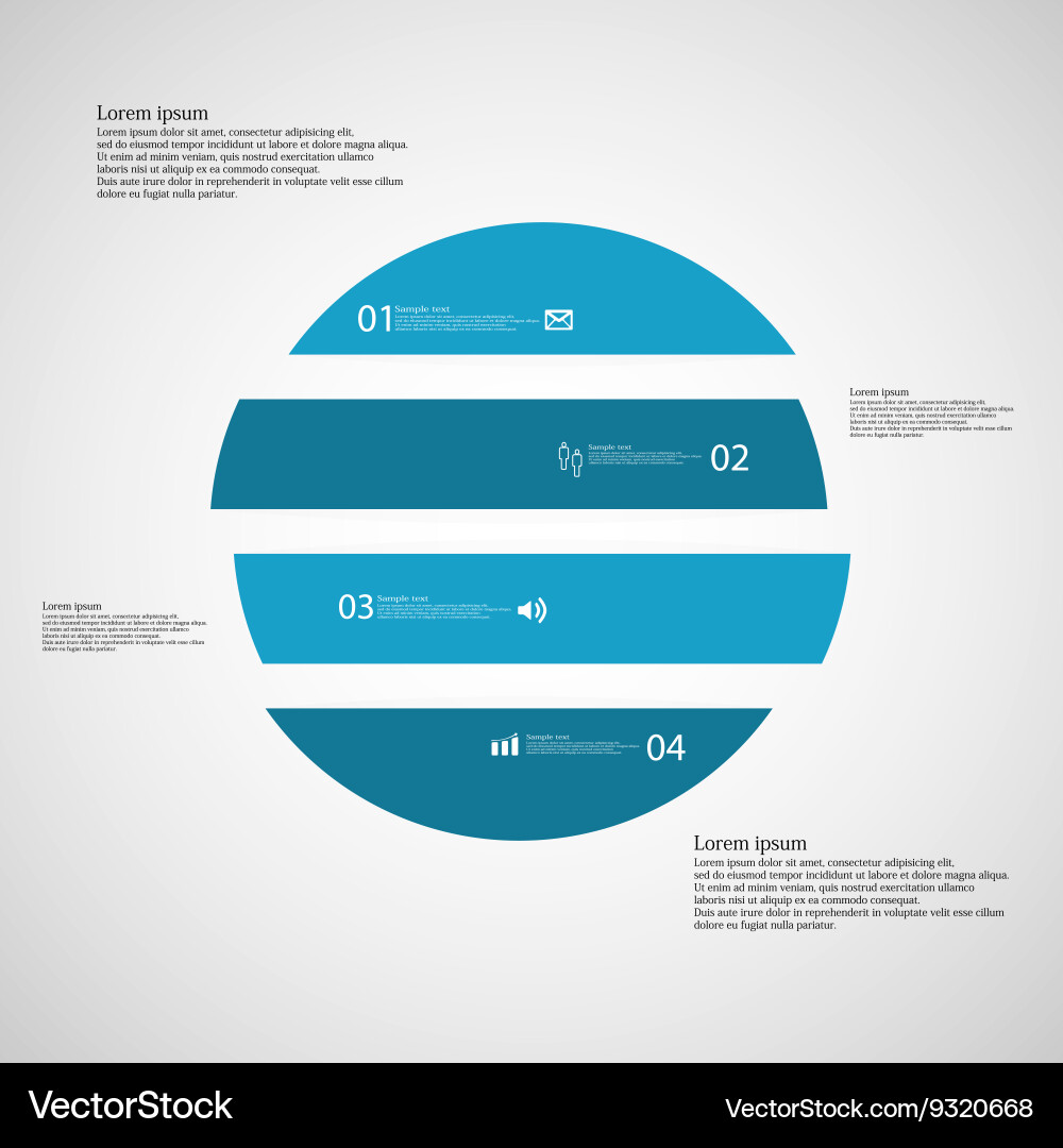 Circle horizontal divided to four blue parts Vector Image