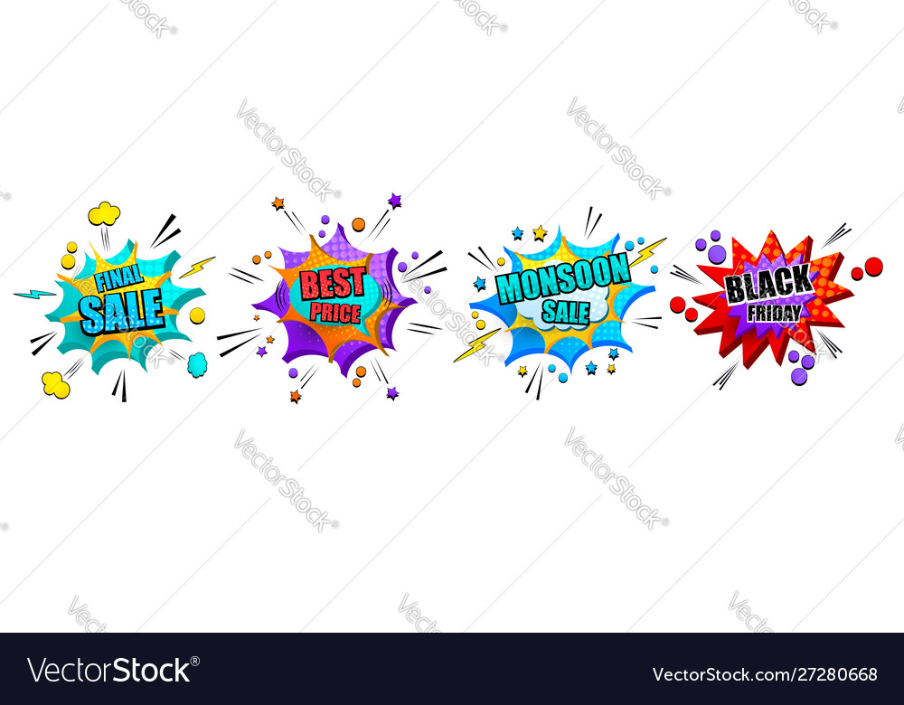Comic explosive 3d banners set Royalty Free Vector Image