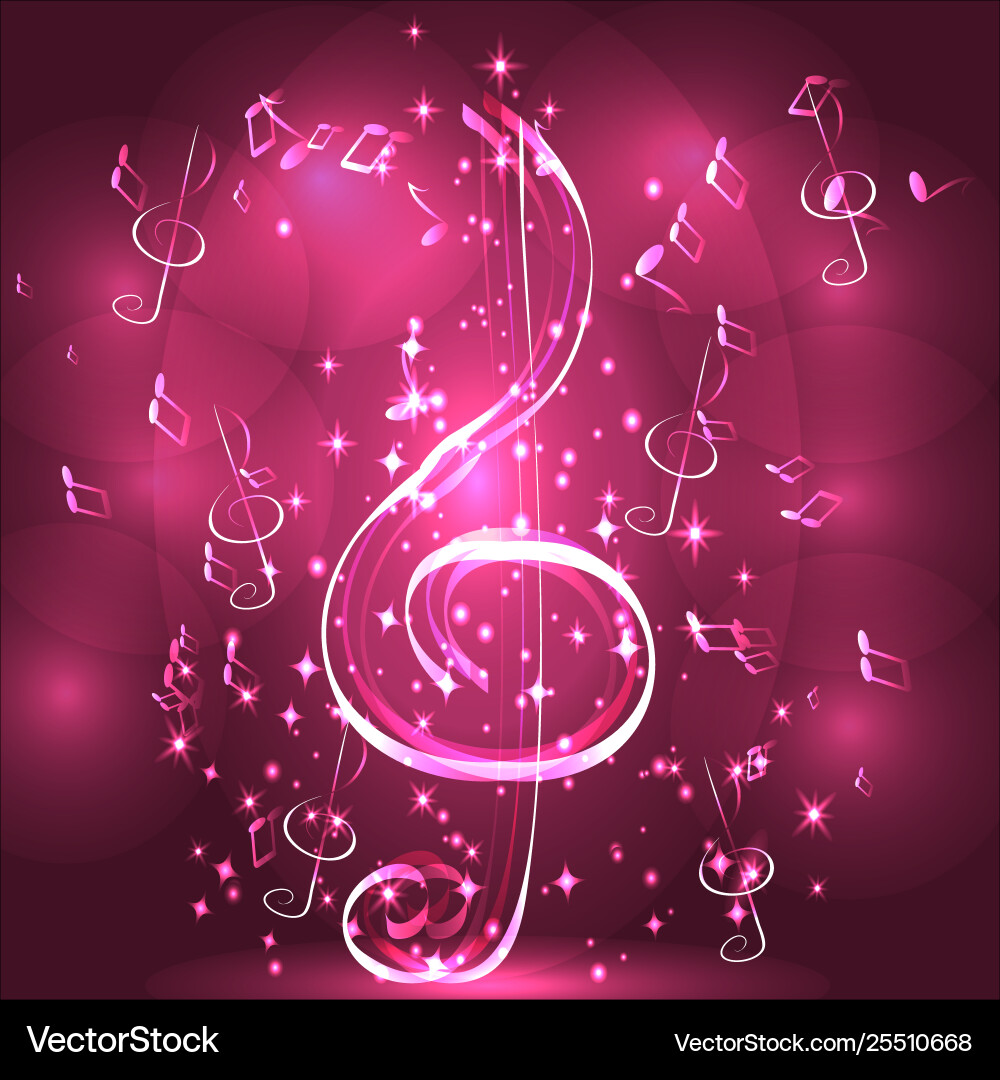Elegant luminous contour treble clef Royalty Free Vector